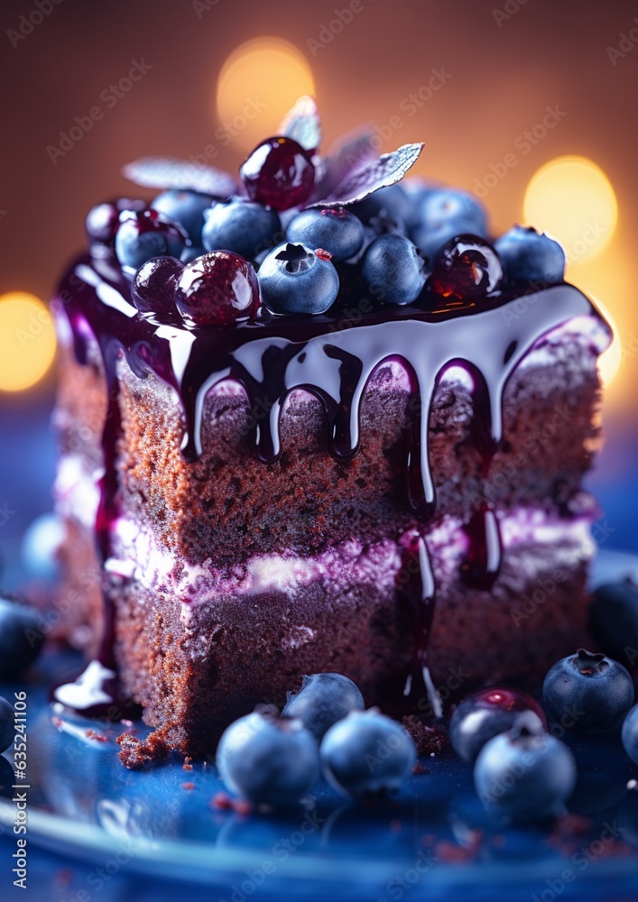 Blueberry cake with blur background Stock Photo | Adobe Stock