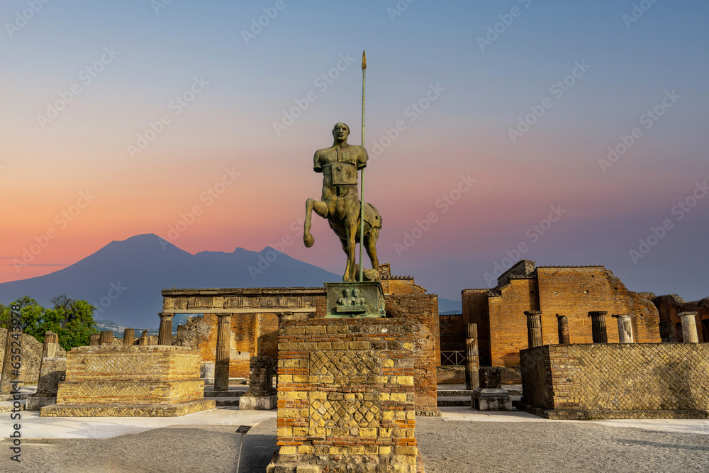 The stone statue of the roman hero in the middle of Famous ancient city ...