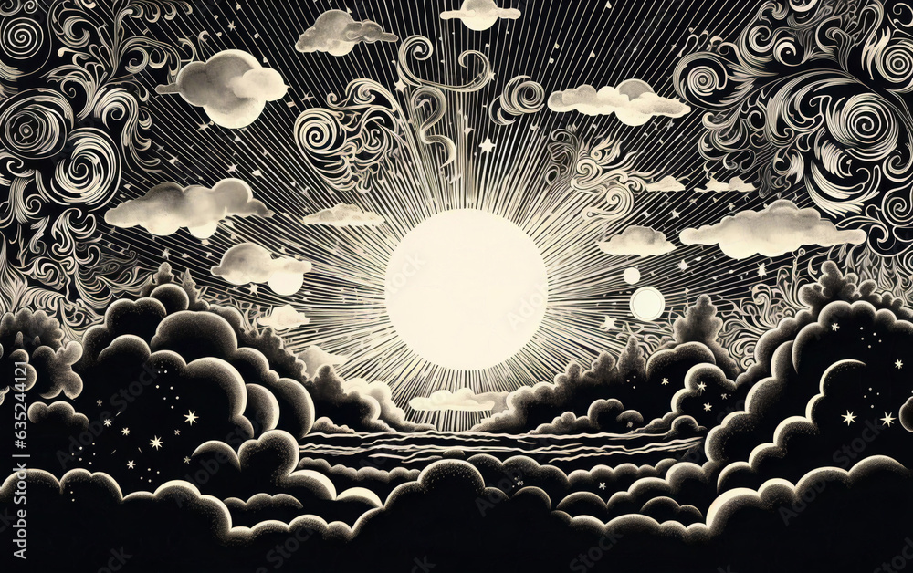AI-generated illustration featuring a stylized depiction of the sun ...