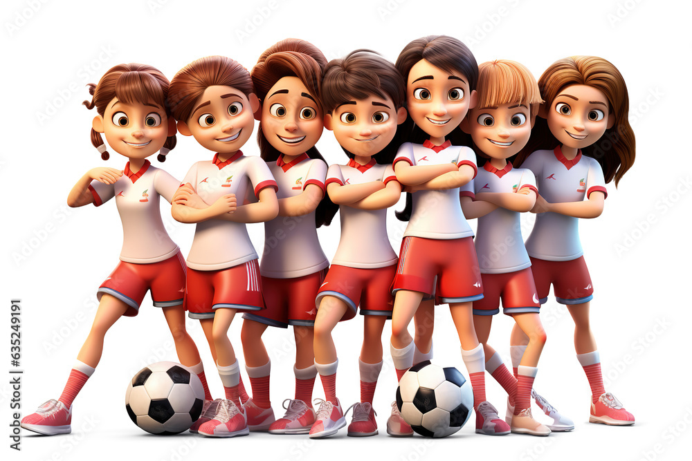 Girls Soccer Team Cartoon