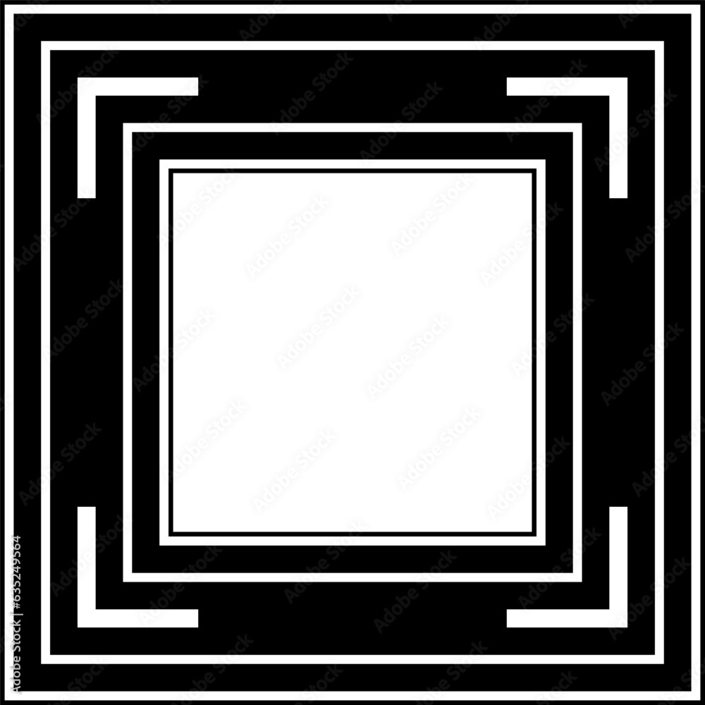 Square Geometric Border Frame. Black and White Background. Stock Vector ...