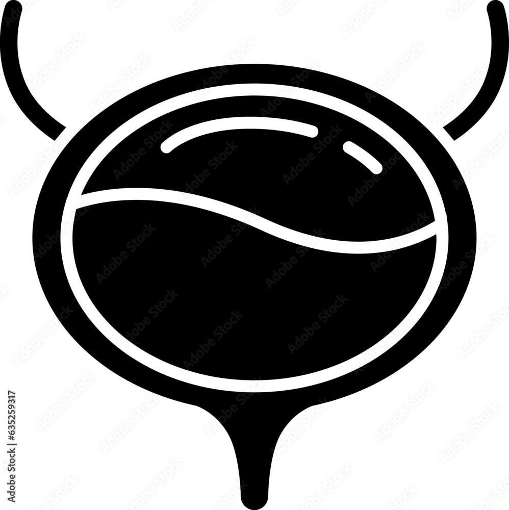 Bladder icon design in black silhouette style, internal organ vector ...