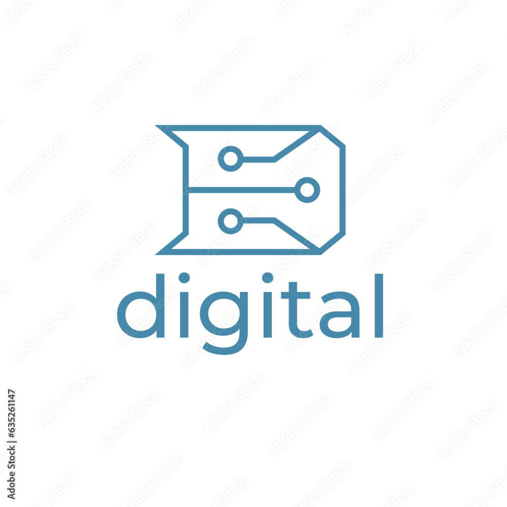 Dynamic D logo. Digitally sleek, making a bold brand statement. Vector ...