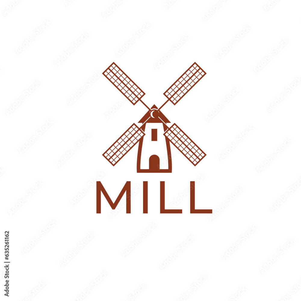 Mill logo. Symbol of industry and progress. Versatile for various ...