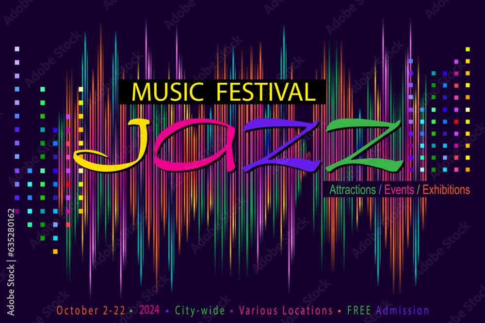 Abstract Jazz music dance Summer festival brochure cover poster modern ...