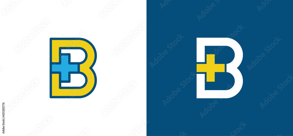 initial Letter B Plus Logo Concept sign icon symbol Element Design ...