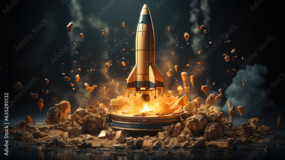 Rocket Launch, Base, Fire Spreading, Rocky Formations, Levitating Rocks ...