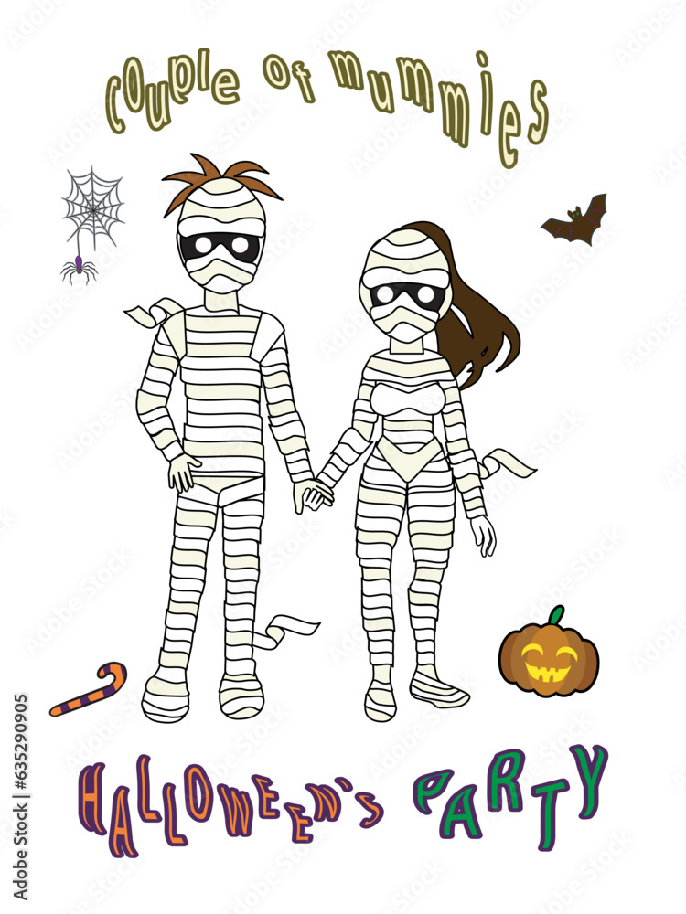 Couple of mummies. People in character costumes for the Halloween party ...