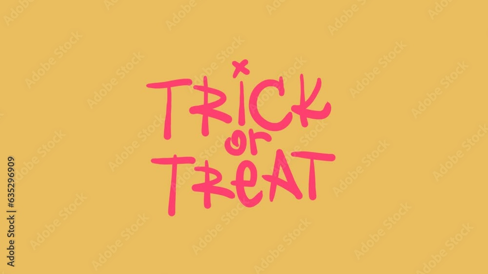 4K animated Halloween video loop. Hand written text Trick or treat on ...