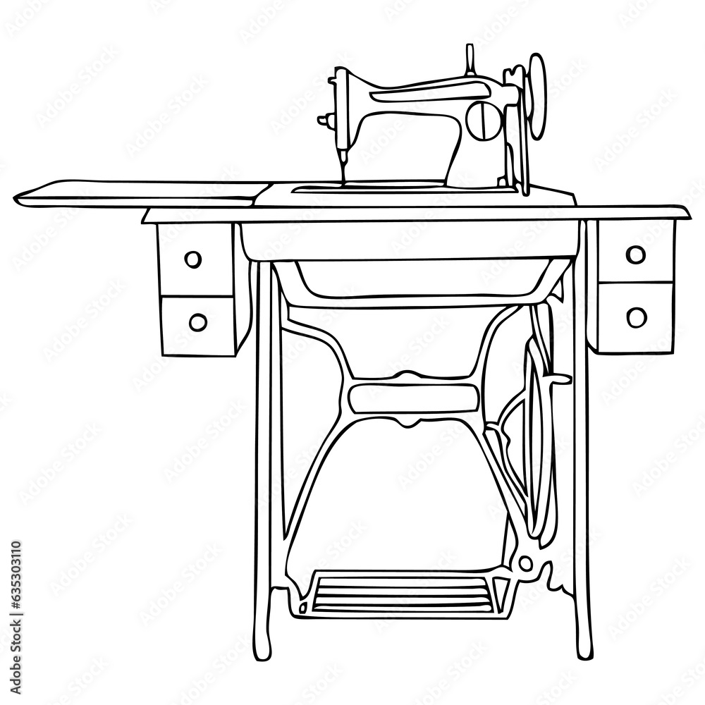 Poster sewing machine sketch vector illustration – Wall Art | UkPosters