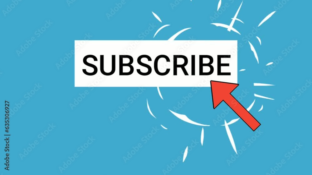 End screen video animation SUBSCRIBE Text on blue background. symbols ...