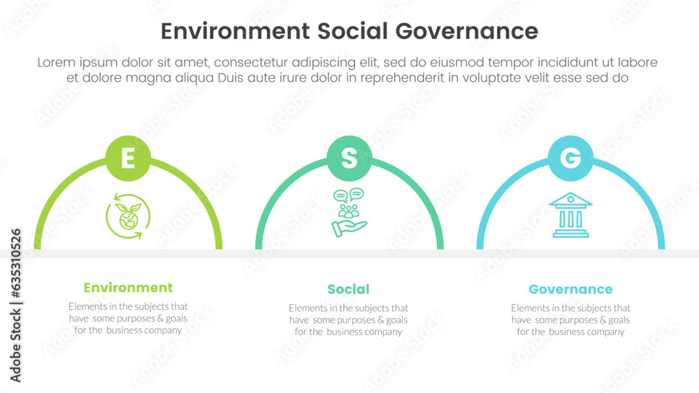 esg environmental social and governance infographic 3 point stage ...