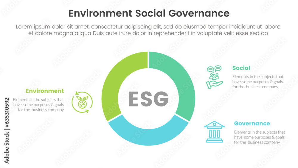 esg environmental social and governance infographic 3 point stage ...