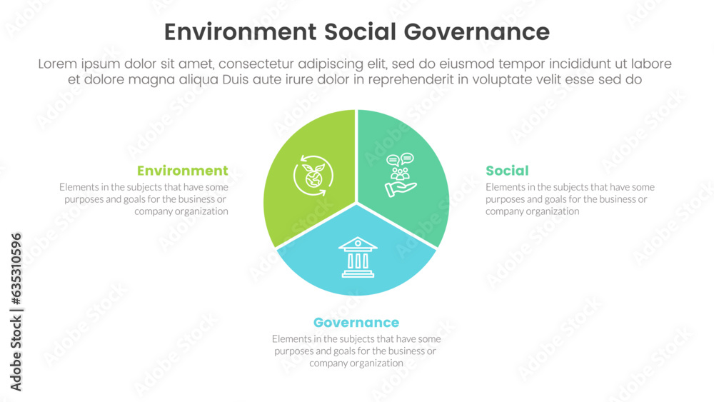 Poster esg environmental social and governance infographic 3 point ...