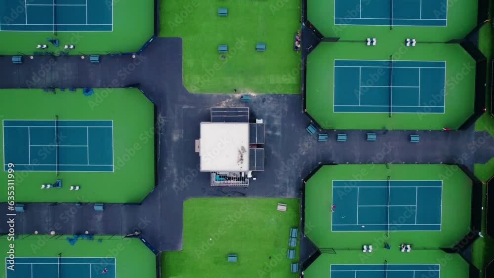 top down aerial of aTennis court layout with multiple fields. South ...