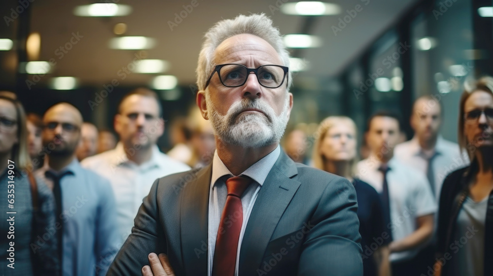 portrait of professional of people in office, senior man and team of ...