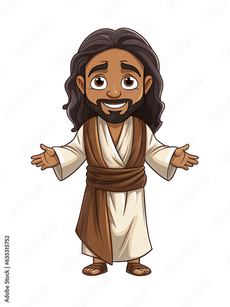 Smiling African American Dark-Skinned Jesus Cartoon Person Bible ...