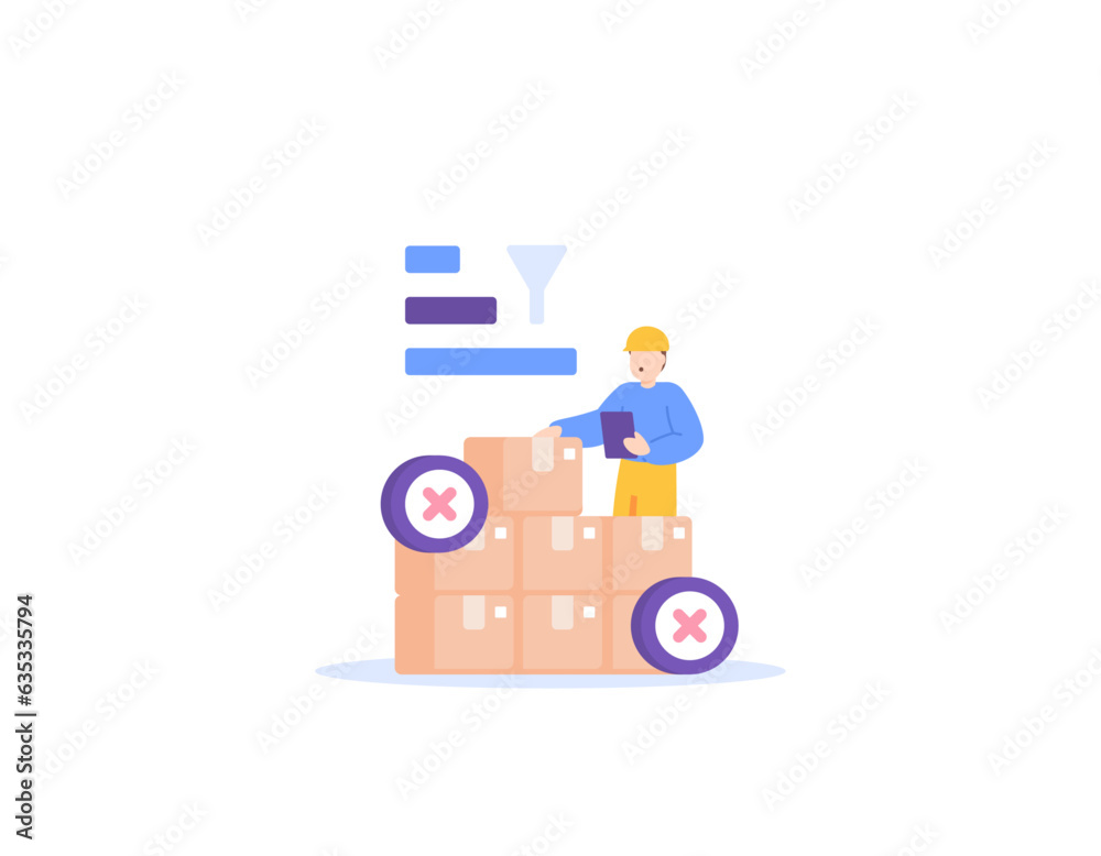 Reject products that do not meet quality standards. QC or quality ...