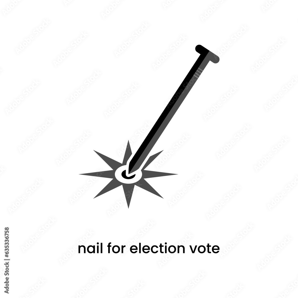 Nail for election vote in grayscale icon. Vector illustration of vote ...