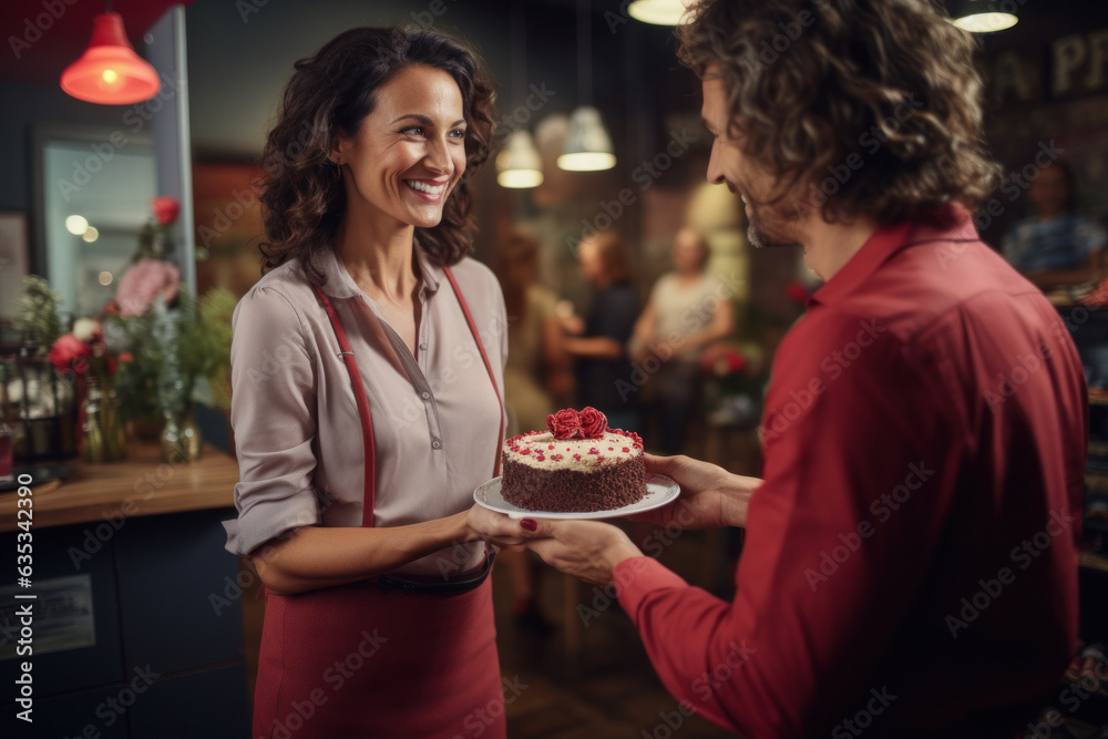 Woman Delivering Cake to Customer Bakery Owner AI Generated Stock Photo ...
