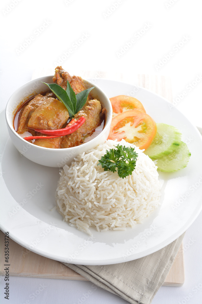 signature Malay nonya spicy chilli curry leaf chicken and potato with ...