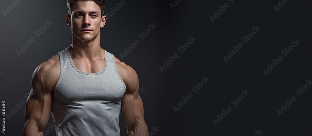 Portrait of a fit man with an appealing physique posing shirtless in a ...