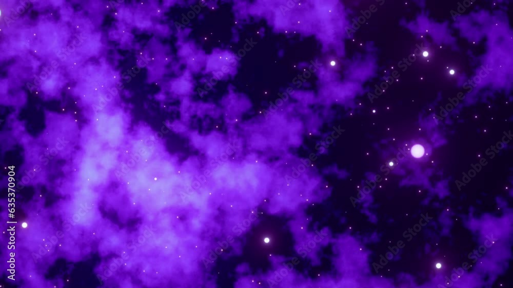 Interstellar background with purple nebula. Milky Way glowing clouds ...