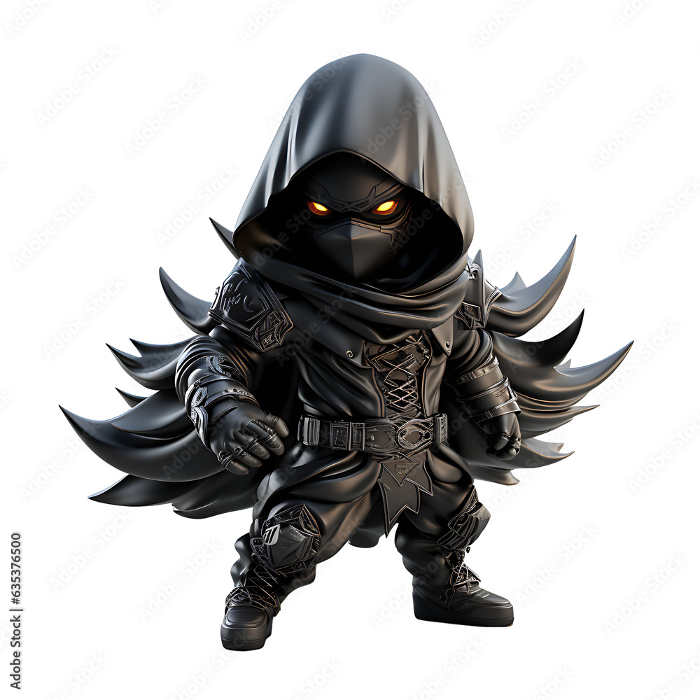 3d render of a dark ninja warrior isolated on white or transparent ...