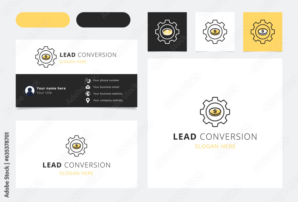 Lead conversion logo design with editable slogan. Branding book and ...