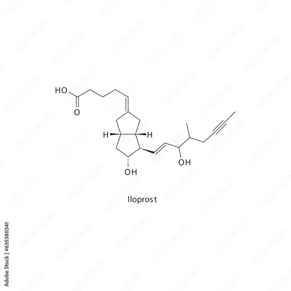 Iloprost flat skeletal molecular structure Prostacycline analog drug ...