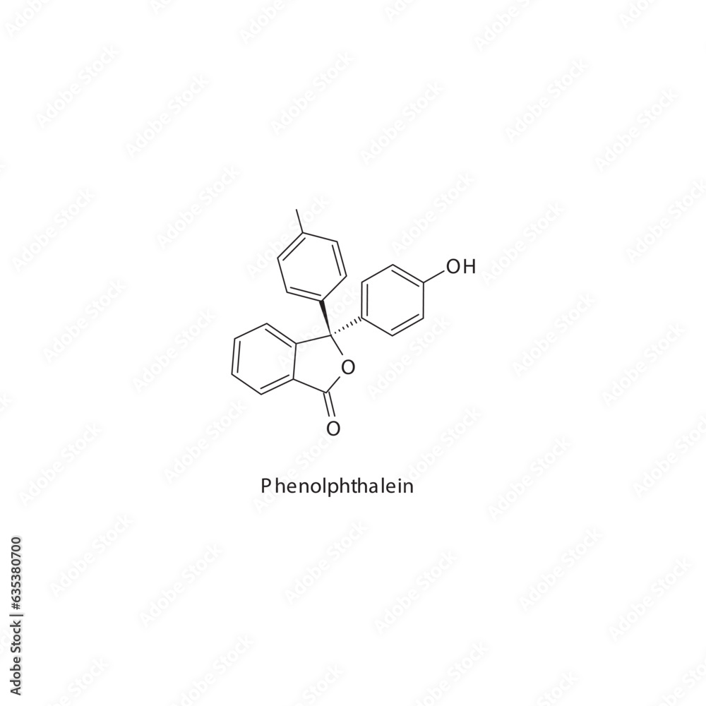 Phenolphthalein flat skeletal molecular structure Laxative drug used in ...