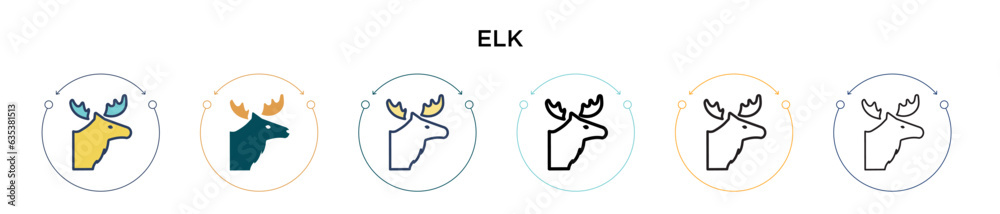 Elk icon in filled, thin line, outline and stroke style. Vector ...