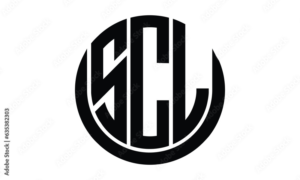 SCL shield in circle logo design vector template. lettermrk, wordmark ...