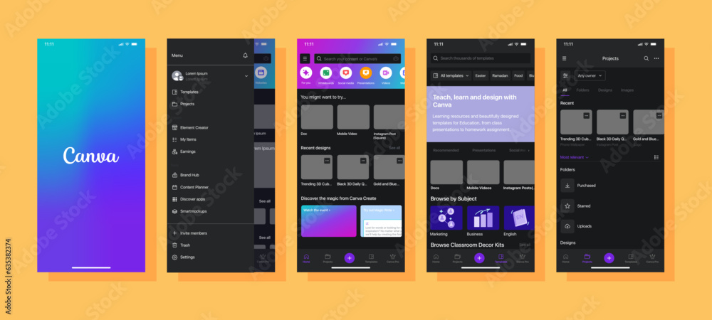 Canva mockups. Canva photo frame. Social media network interface ...