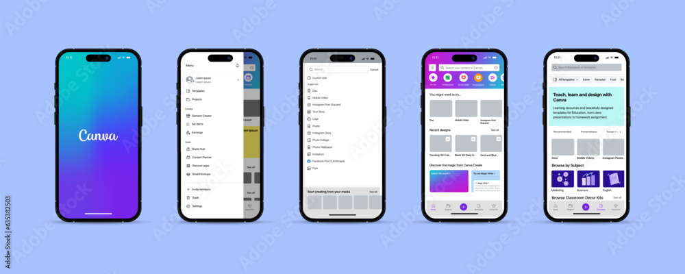 Canva mobile app interface template mockup. Canva screen social media ...