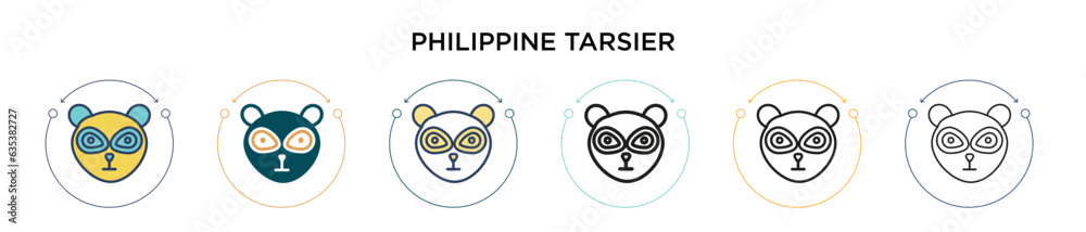 Philippine tarsier icon in filled, thin line, outline and stroke style ...