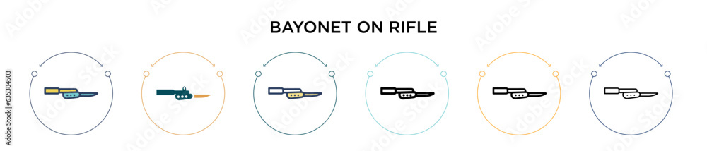 Bayonet on rifle icon in filled, thin line, outline and stroke style ...
