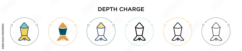 Depth charge icon in filled, thin line, outline and stroke style ...