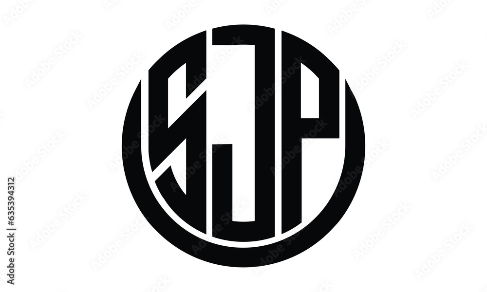 Sjp Shield In Circle Logo Design Vector Template Lettermrk Wordmark Monogram Symbol On White