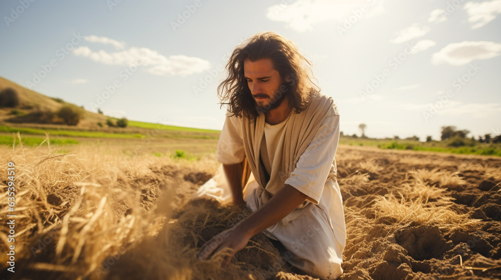 Harvest time. The parable of the good sower and the tares . Christian ...