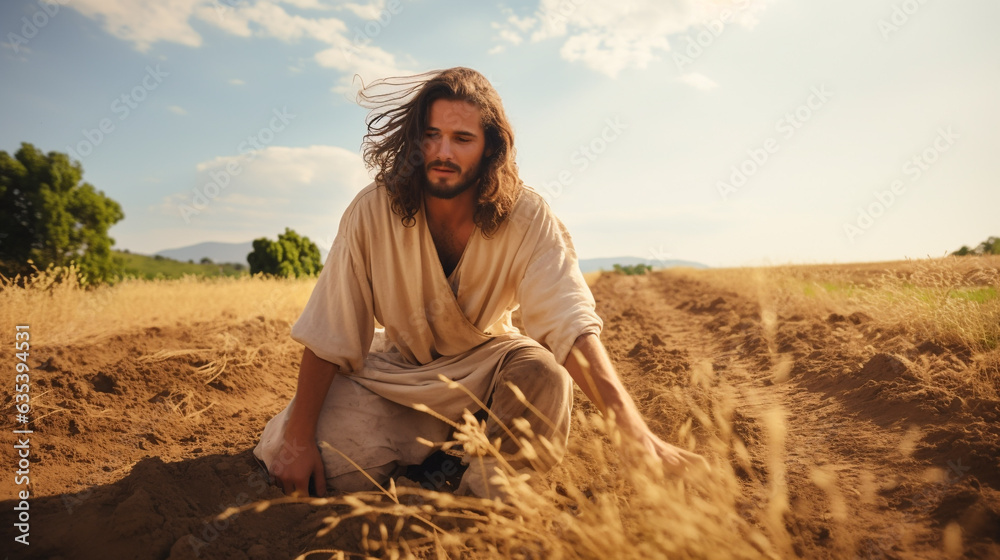 Harvest time. The parable of the good sower and the tares . Christian ...