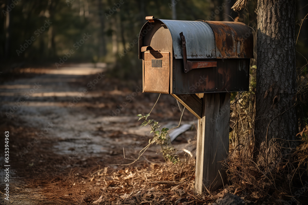 An old mailbox, worn by time, stands as a beacon of hope for awaited ...