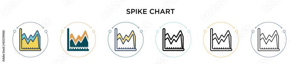 Spike chart icon in filled, thin line, outline and stroke style. Vector ...