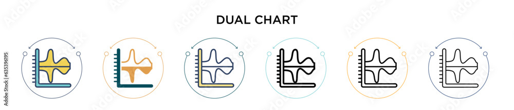 Dual chart icon in filled, thin line, outline and stroke style. Vector ...