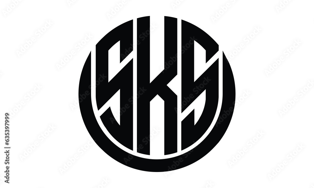 SKS shield in circle logo design vector template. lettermrk, wordmark ...
