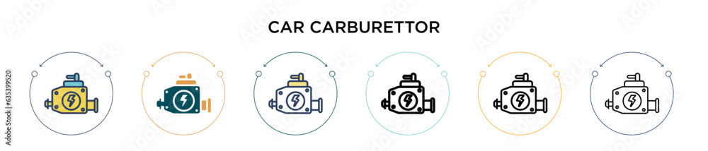 Car carburettor icon in filled, thin line, outline and stroke style ...