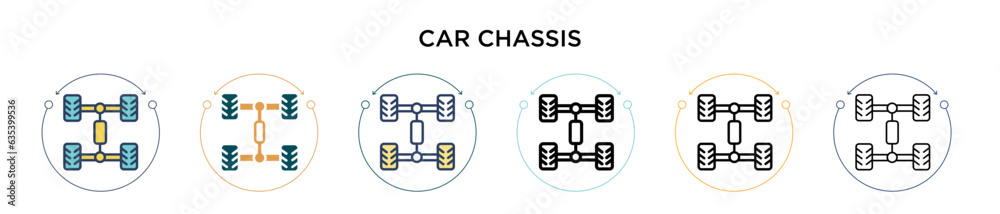Car chassis icon in filled, thin line, outline and stroke style. Vector ...