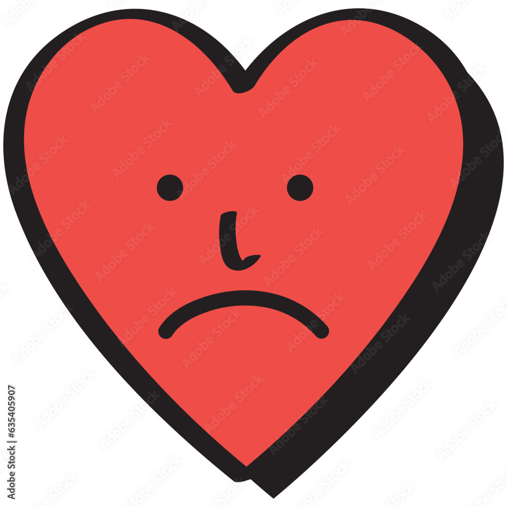 Sad heart emoji illustration Stock Vector | Adobe Stock