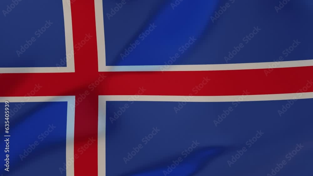 National 3d Icelandic flag waving. Sign of Iceland seamless loop ...