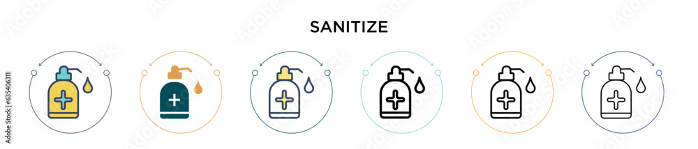 Sanitize icon in filled, thin line, outline and stroke style. Vector ...